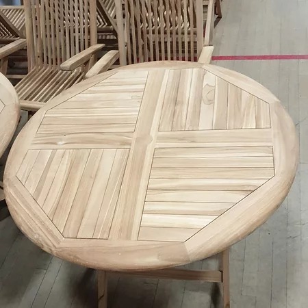 Round Teak Folding Table - Bali Bazaar