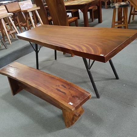 Teak Slab Dining Table - Bali Bazaar