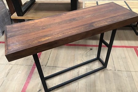 Teak Hall Table With Metal Stand - Bali Bazaar